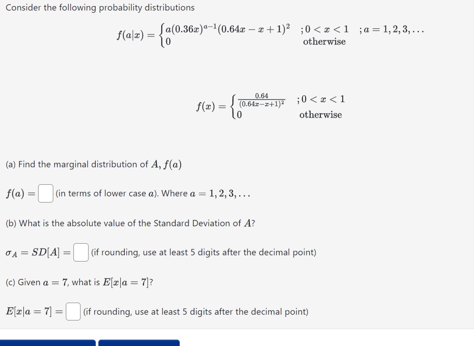 Solved Consider the following probability | Chegg.com