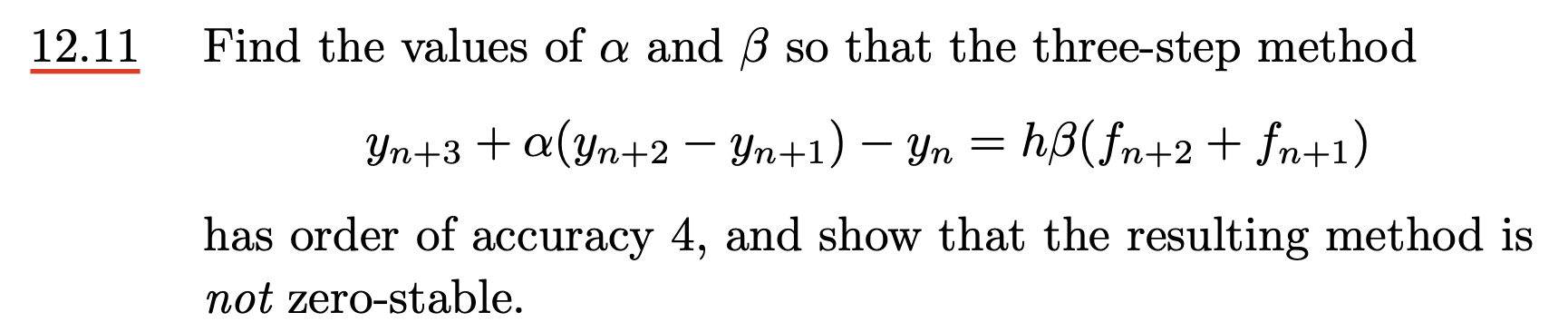 Find the values of α and β so that the three-step | Chegg.com