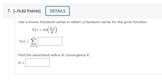 Solved Use a known Maclaurin series to obtain a Maclaurin | Chegg.com