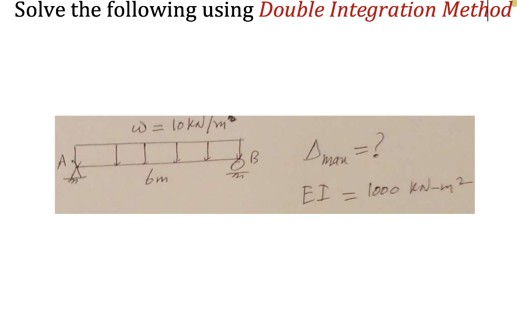 Solved Solve the following using Double Integration Method | Chegg.com