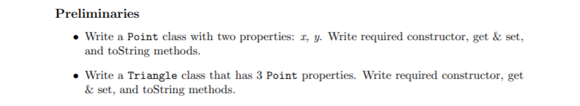 Solved Preliminaries • Write a Point class with two | Chegg.com