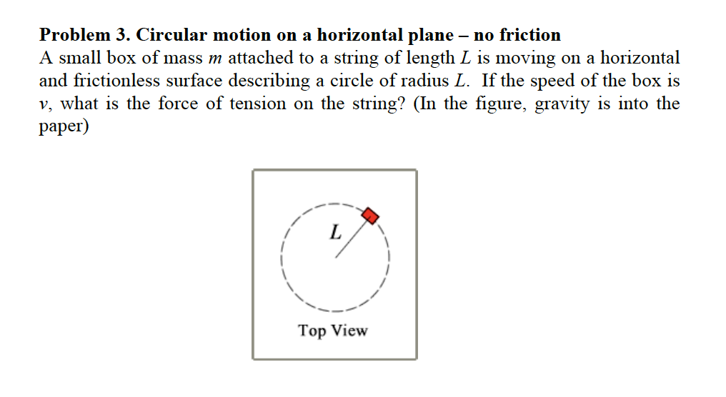 Solved Problem 3. Circular motion on a horizontal plane – no | Chegg.com