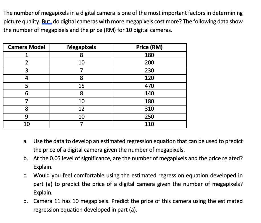 Solved The number of megapixels in a digital camera is one | Chegg.com