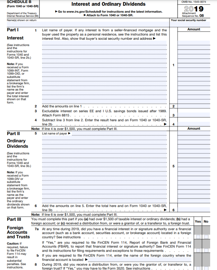 2023 Schedule B Form 1040 - Printable Forms Free Online