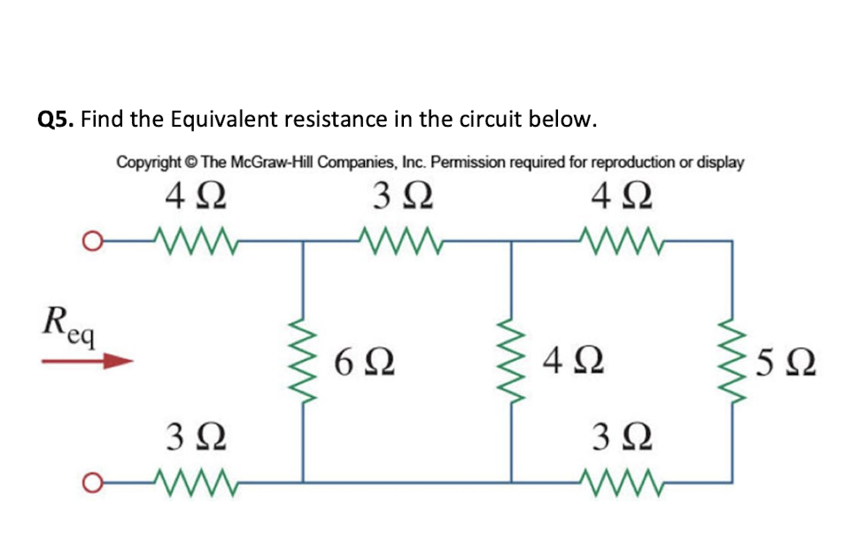 Solved Q5. Find the Equivalent resistance in the circuit | Chegg.com
