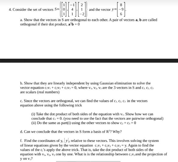 Solved 4. Consider the set of vectors | Chegg.com