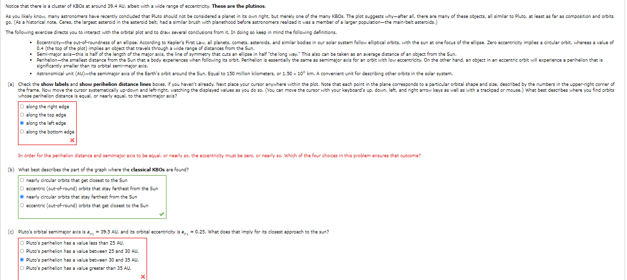 Notice that there is a cluster of KBO at around | Chegg.com