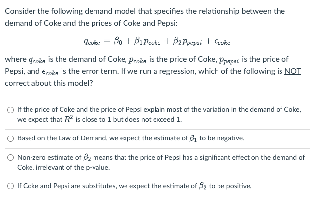 Solved Consider the following demand model that specifies | Chegg.com