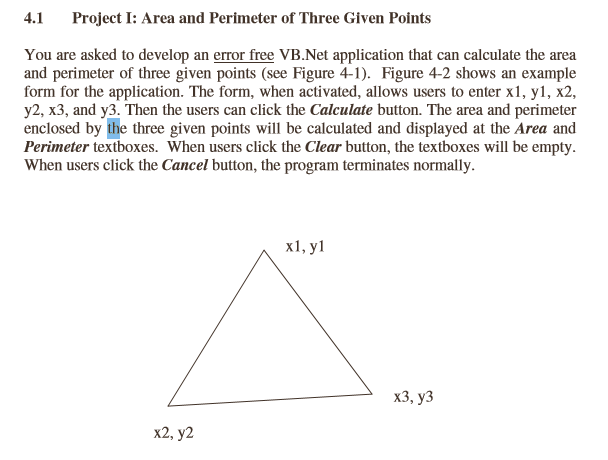 Solved 4.1 Project I: Area and Perimeter of Three Given | Chegg.com