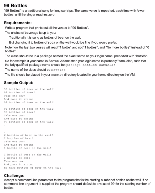 Solved 99 Bottles "99 Bottles" is a traditional song for | Chegg.com
