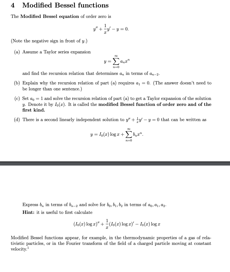 Solved 4 modified Bessel Functionsthe Modified Bessel