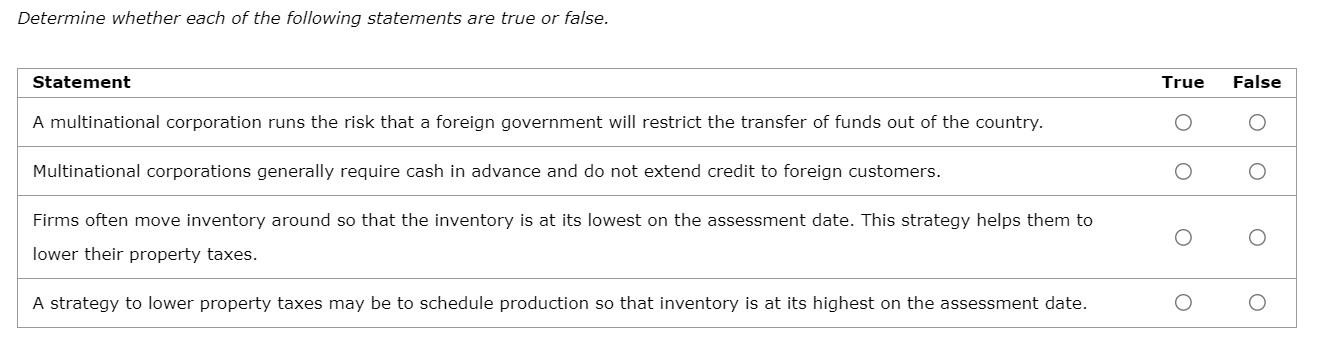 Solved Determine whether each of the following statements | Chegg.com