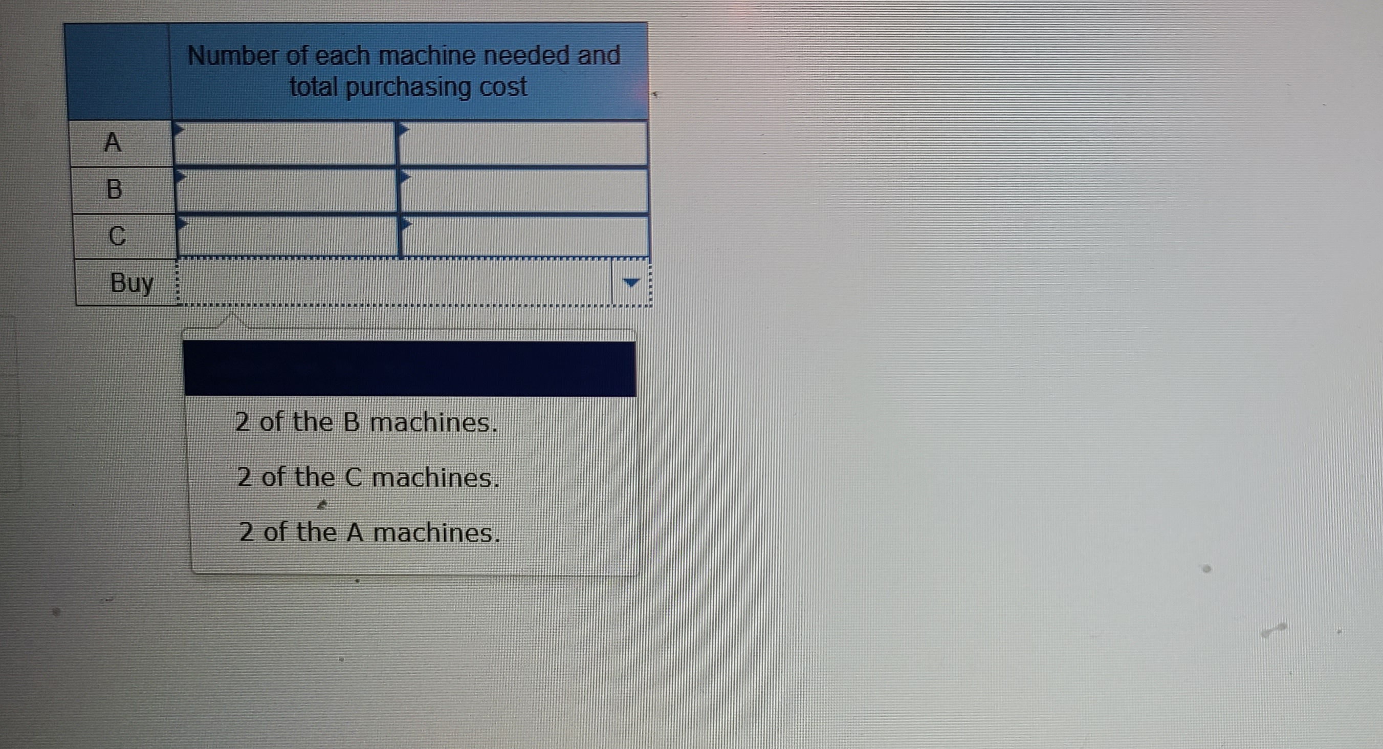 Solved A manager must decide which type of machine to buy, | Chegg.com