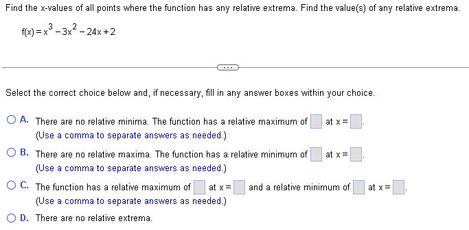 Solved F X X3−3x2−24x 2 Belect The Correct Choice Below
