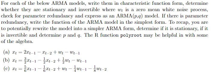 Solved For cach of the below ARMA models, write them in | Chegg.com