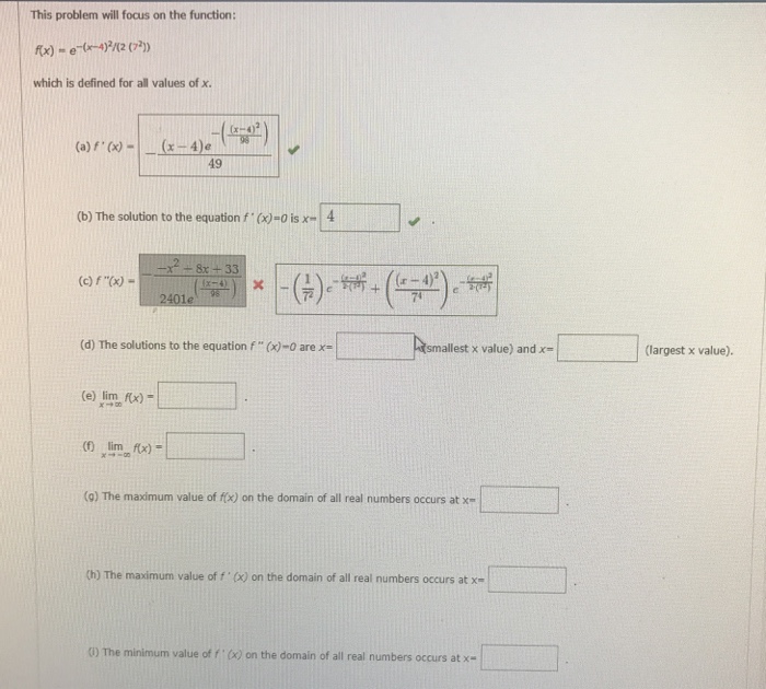 Solved This problem will focus on the function: f(x) = e^-(x | Chegg.com