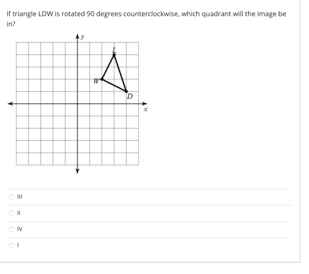 Solved If triangle LDW is rotated 90 degrees | Chegg.com