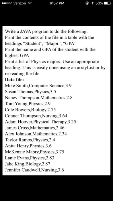 Solved Write a JAVA program to do the following: Print the | Chegg.com