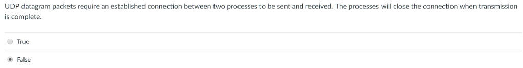 Solved UDP datagram packets require an established | Chegg.com