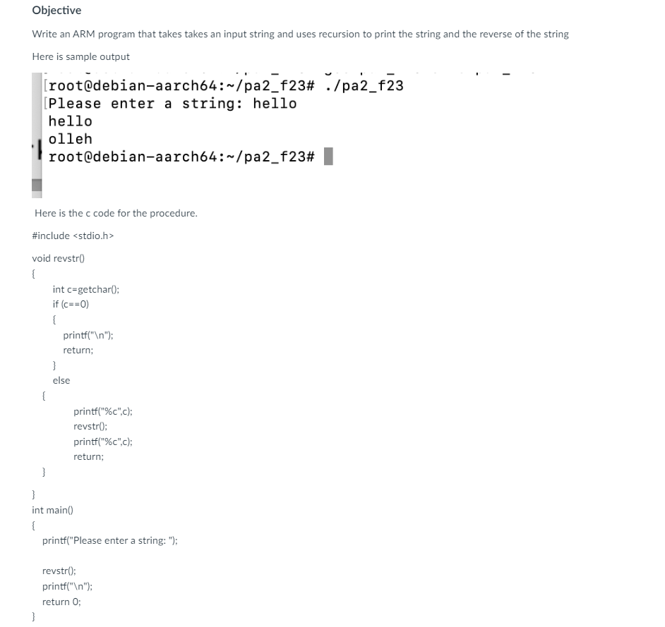 Solved Here is the c code for the procedure.#include void | Chegg.com