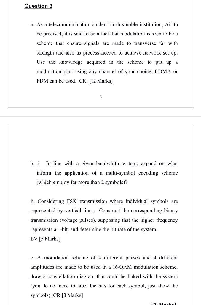 Question 3 a. As a telecommunication student in this | Chegg.com