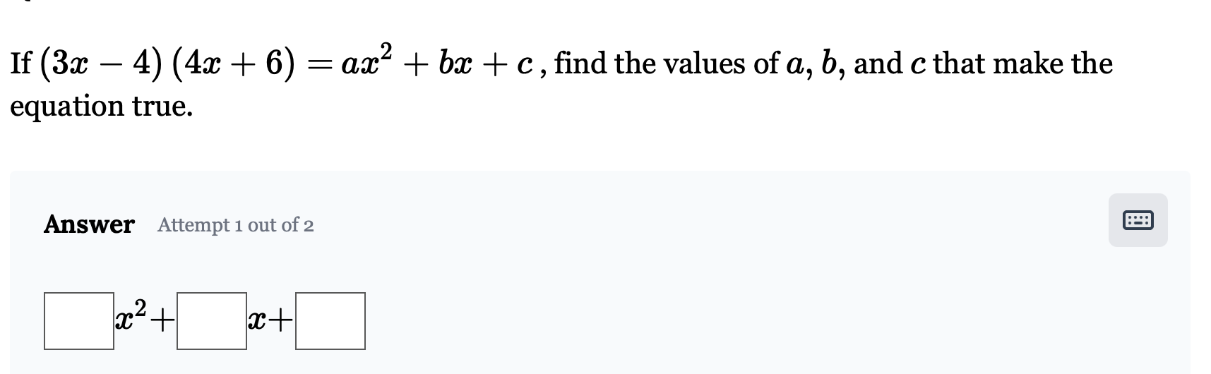 Solved Answer Attempt 1 ﻿out of 2x2+,x+ | Chegg.com