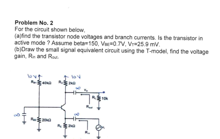 Solved Problem No. 2 For the circuit shown below, (a)find | Chegg.com