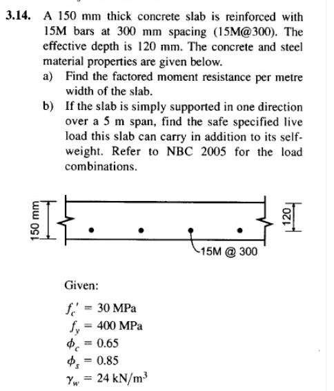 Solved 3.14. A 150 mm thick concrete slab is reinforced with | Chegg.com