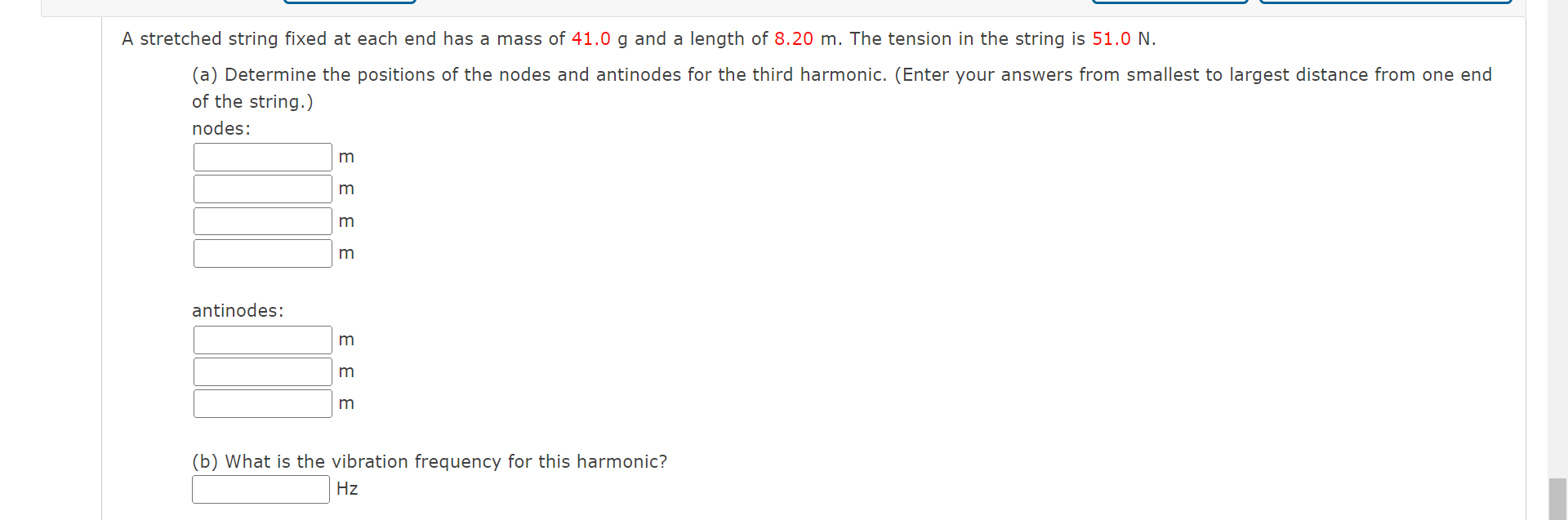 Solved A stretched string fixed at each end has a mass of | Chegg.com