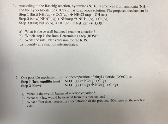 Solved According to the Raschig reaction, hydrazine (N_2H_4) | Chegg.com
