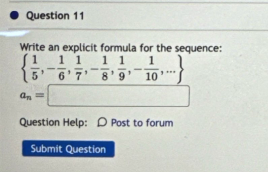 Write an explicit formula for the sequence: | Chegg.com