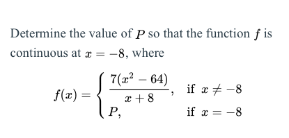 Solved Determine the value of P so that the function f is | Chegg.com