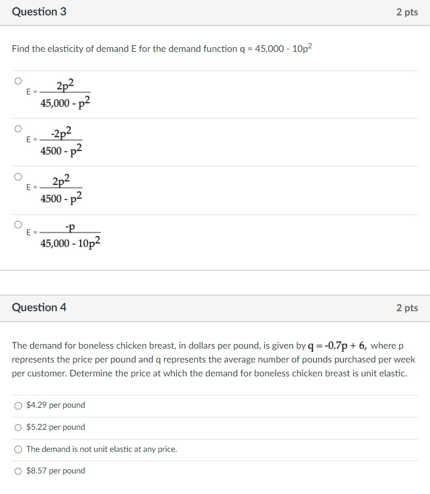 Solved The demand function for a manufacturer's product is | Chegg.com