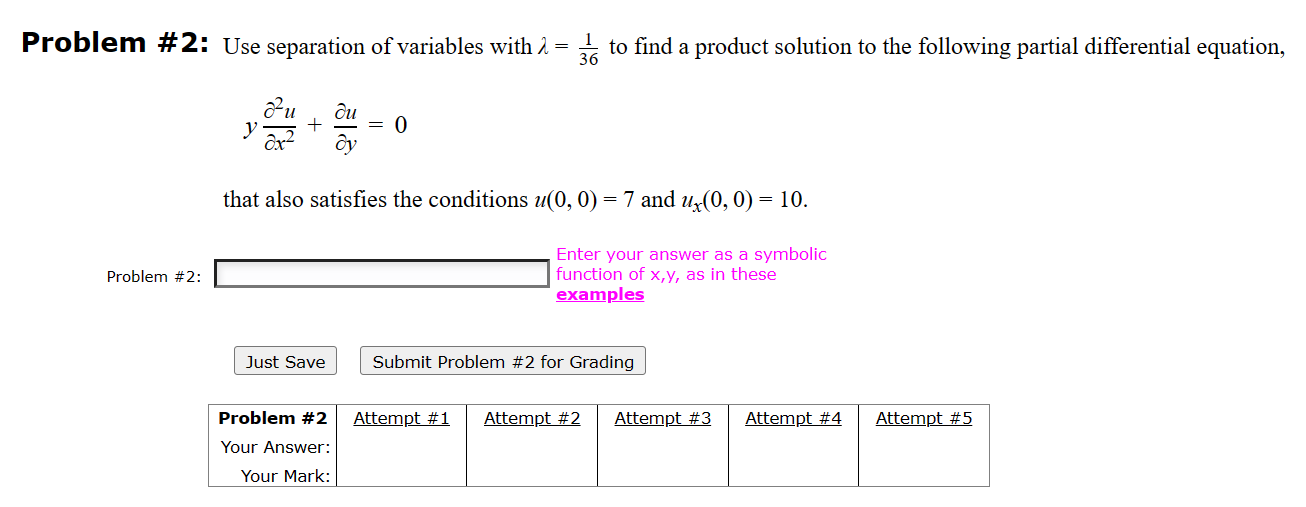Solved Problem \# 2: Use separation of variables with λ=361 | Chegg.com