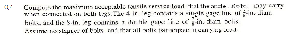 Solved Q4 Compute the maximum acceptable tensile service | Chegg.com