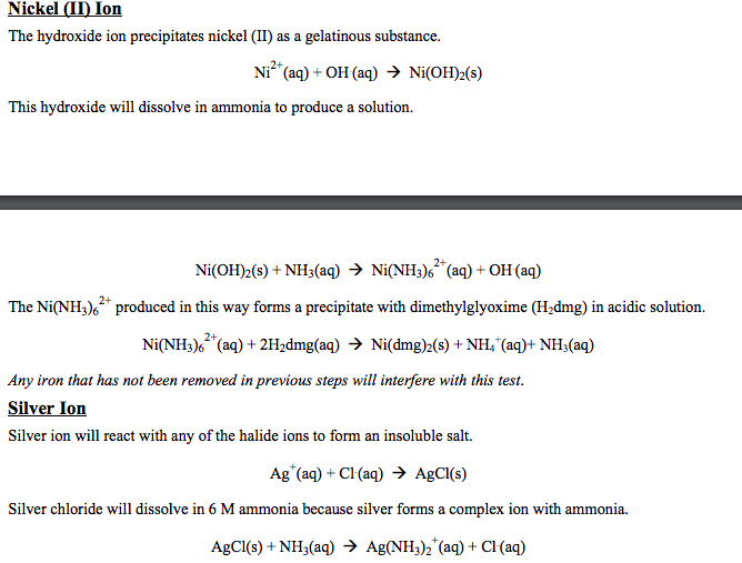 Solved Nickel (II) Ion The hydroxide ion precipitates nickel | Chegg.com