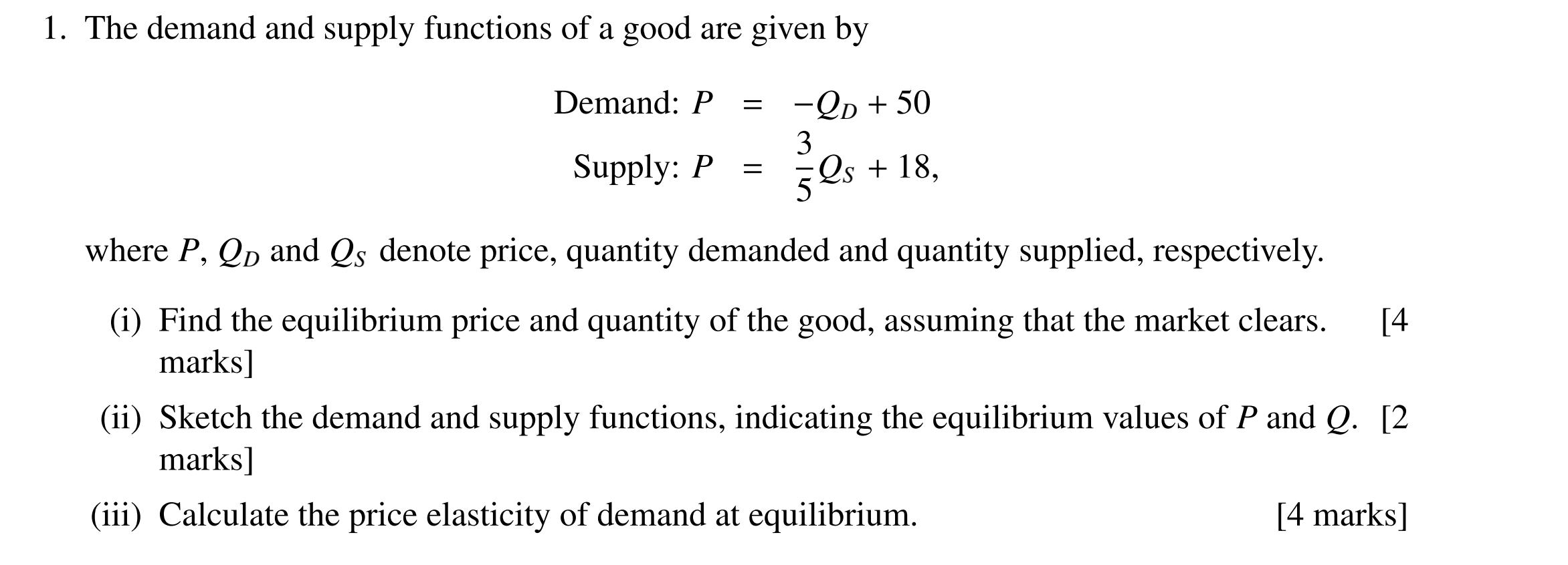 Solved 1. The demand and supply functions of a good are | Chegg.com