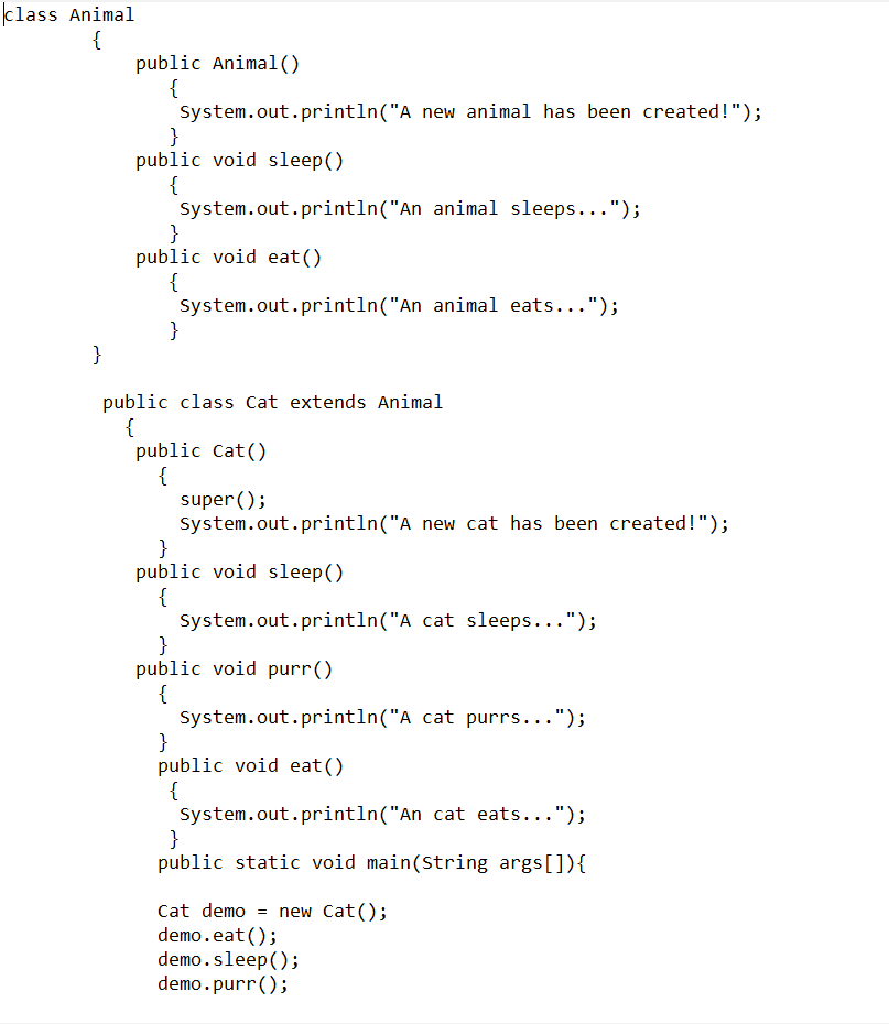 Solved class Animal { public Animal() System.out.println("A | Chegg.com