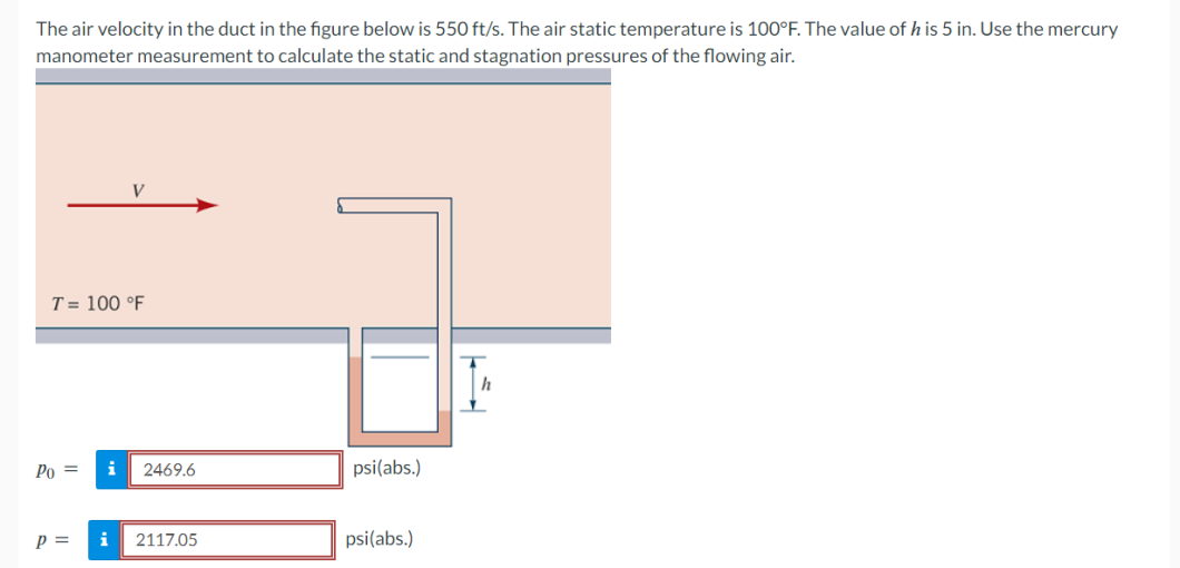 Solved The air velocity in the duct in the figure below is | Chegg.com