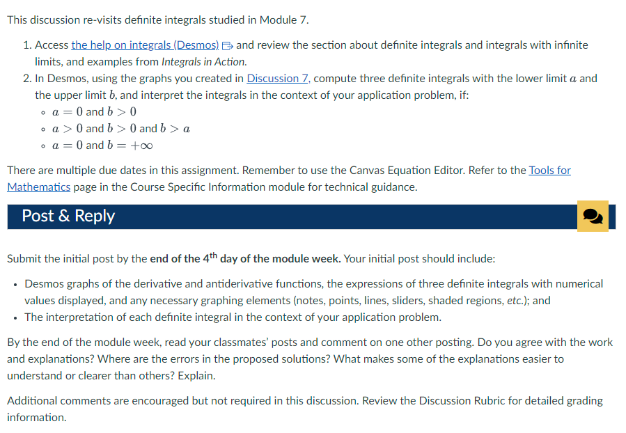 This discussion re-visits definite integrals studied | Chegg.com