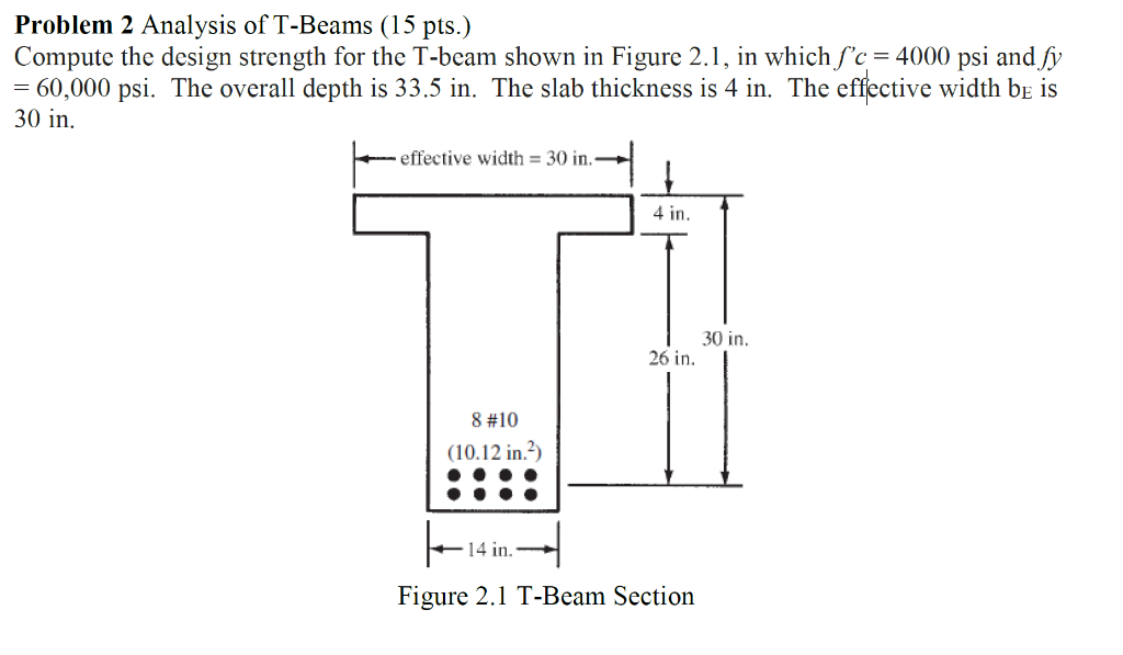 Solved Problem 2 Analysis of T-Beams (15 pts.) Compute the | Chegg.com