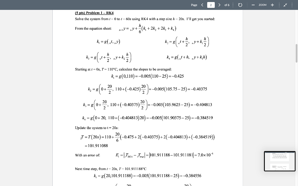 Solved Page 5 > of 6 ZOOM Homework #10 - Initial Value | Chegg.com