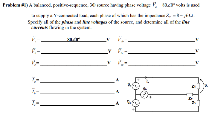 Solved Problem #1) A balanced, positive-sequence, 30 source | Chegg.com