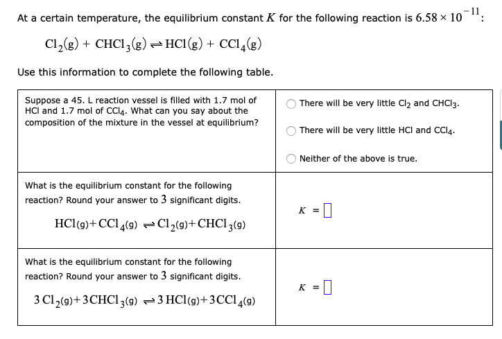 Solved At a certain temperature, the equilibrium constant K | Chegg.com