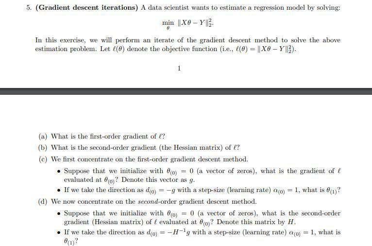 Solved minθ∥Xθ−Y∥22 In this exercise, we will perform an | Chegg.com