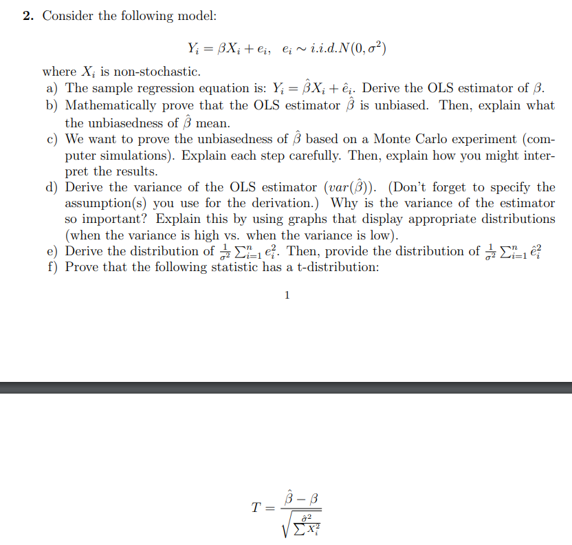 Solved 2. Consider the following model: | Chegg.com