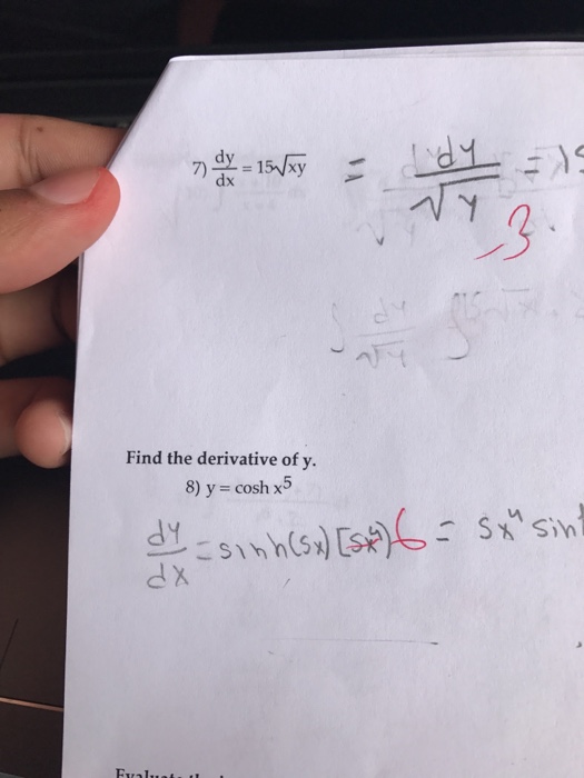 Solved dy/dx = 15 squareroot xy Find the derivative of y. | Chegg.com