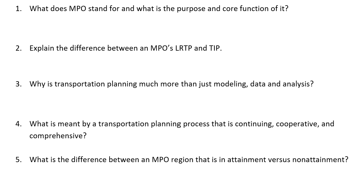 Solved 1. What does MPO stand for and what is the purpose | Chegg.com