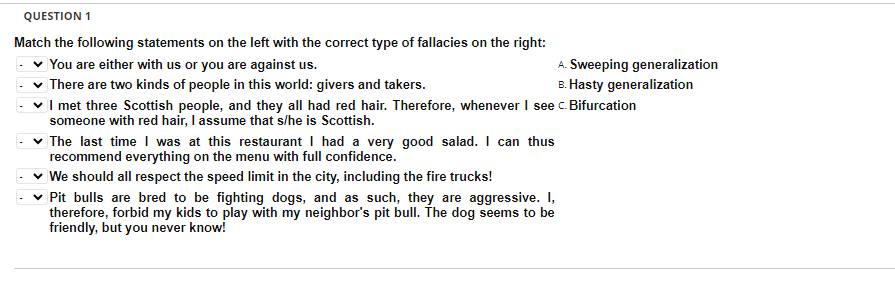 Solved Match the following statements on the left with the | Chegg.com