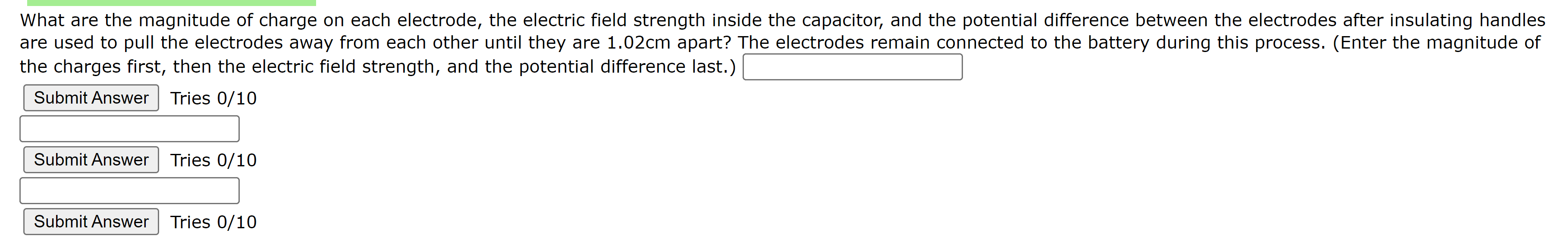 What are the magnitude of charge on each electrode, | Chegg.com